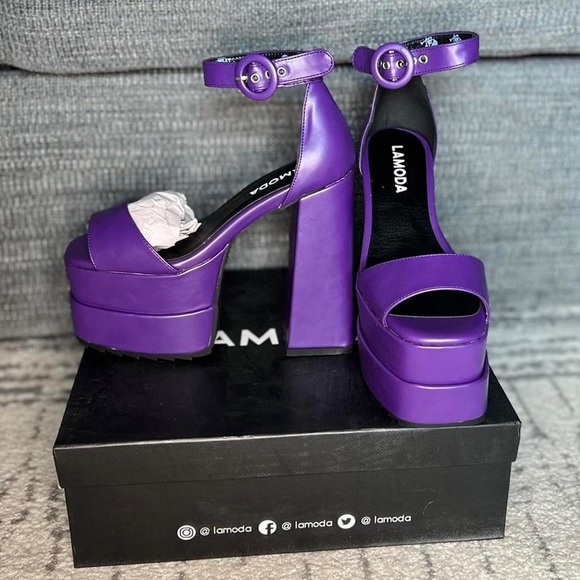Shoes | La Moda Purple Platform Heels Size 5 | Poshmark